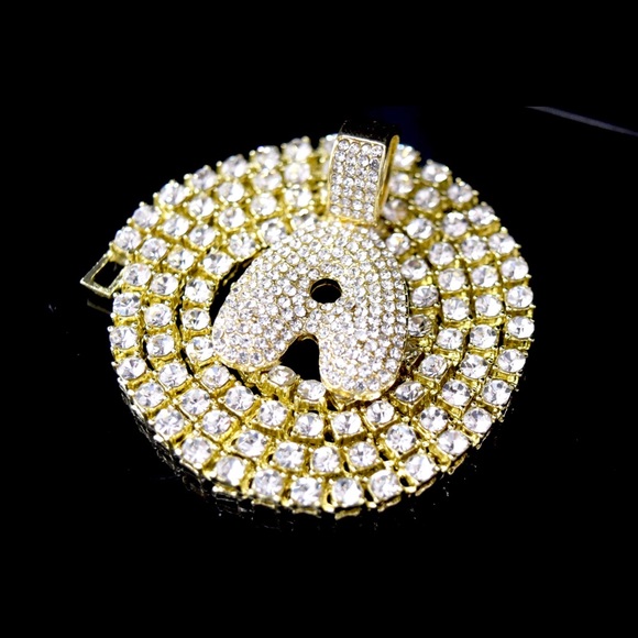 Accessories | Initial Letter A Gold Finish Diamond Charm Chain | Poshmark